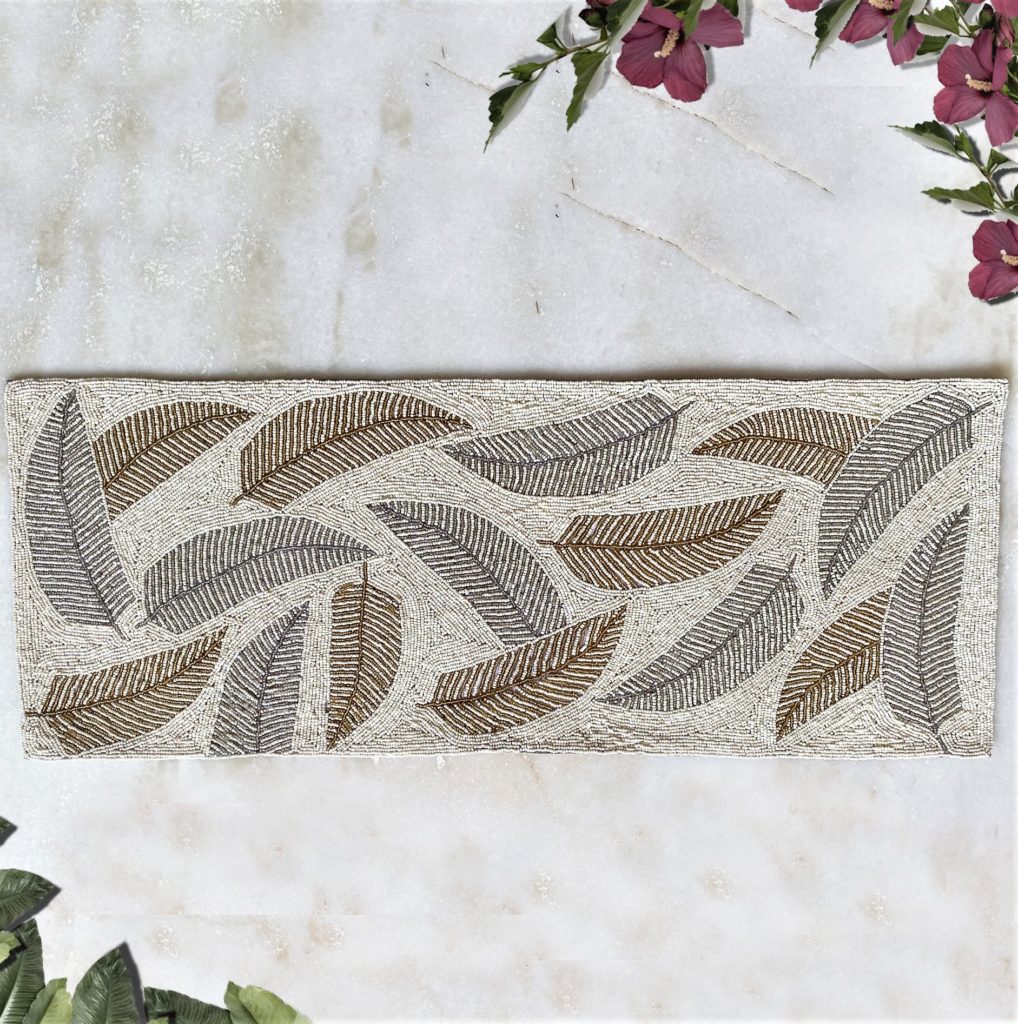 Beaded Leaves Table Runner – Nomadic Abstracts
